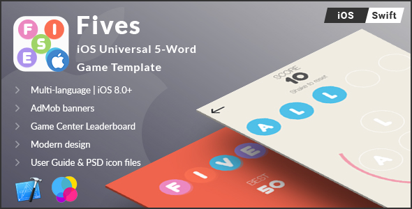 FIVES | iOS Multi Language Word Game Template (Swift) by cubycode | CodeCanyon