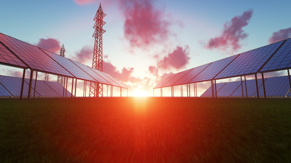 Solar Panels at Sunset, Motion Graphics | VideoHive