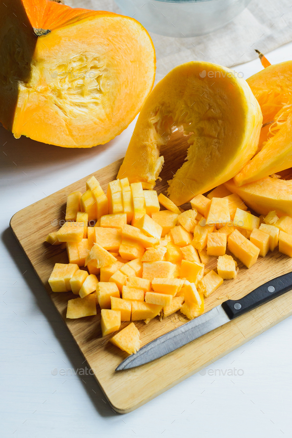 pumpkin sliced diced Stock Photo by apagafonova | PhotoDune