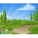 Cartoon Country Lane Park or Garden Background, Vectors | GraphicRiver