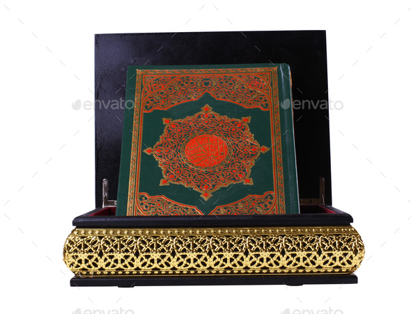 Quran in a black and gold box Stock Photo by QalebStudio | PhotoDune