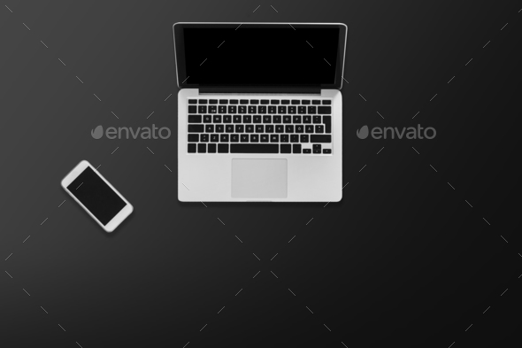 laptop computer and smartphone top view Stock Photo by dolgachov ...
