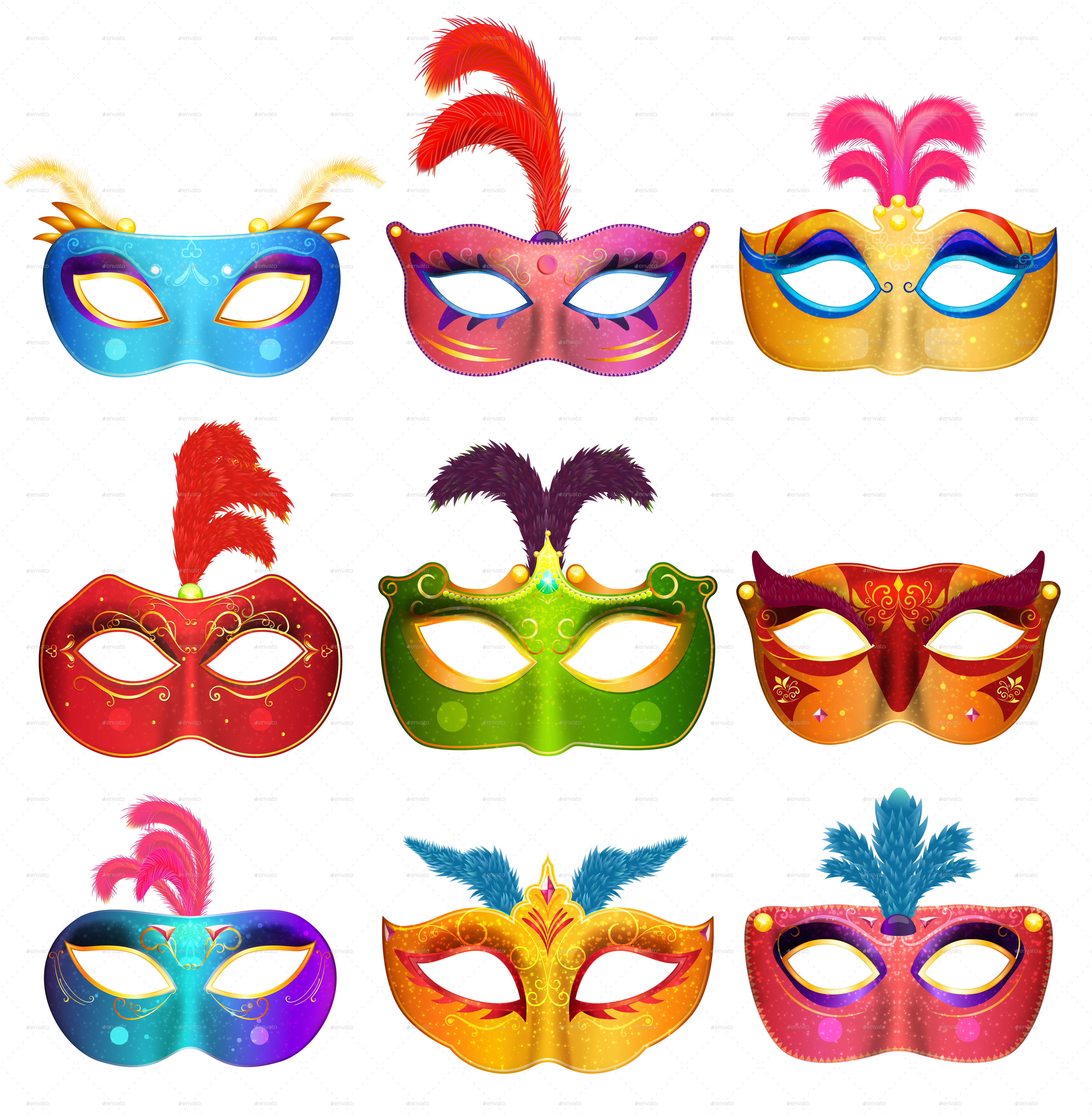 Venetian Handmade Carnival Masks, Vectors | GraphicRiver