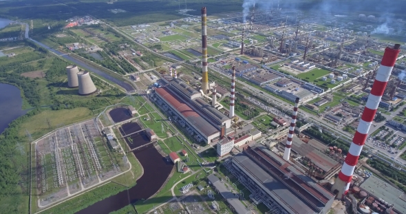 Aerial View of Modern Power Plant Facility, Stock Footage | VideoHive