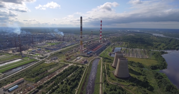 Aerial View of Power Plant Facility, Stock Footage | VideoHive