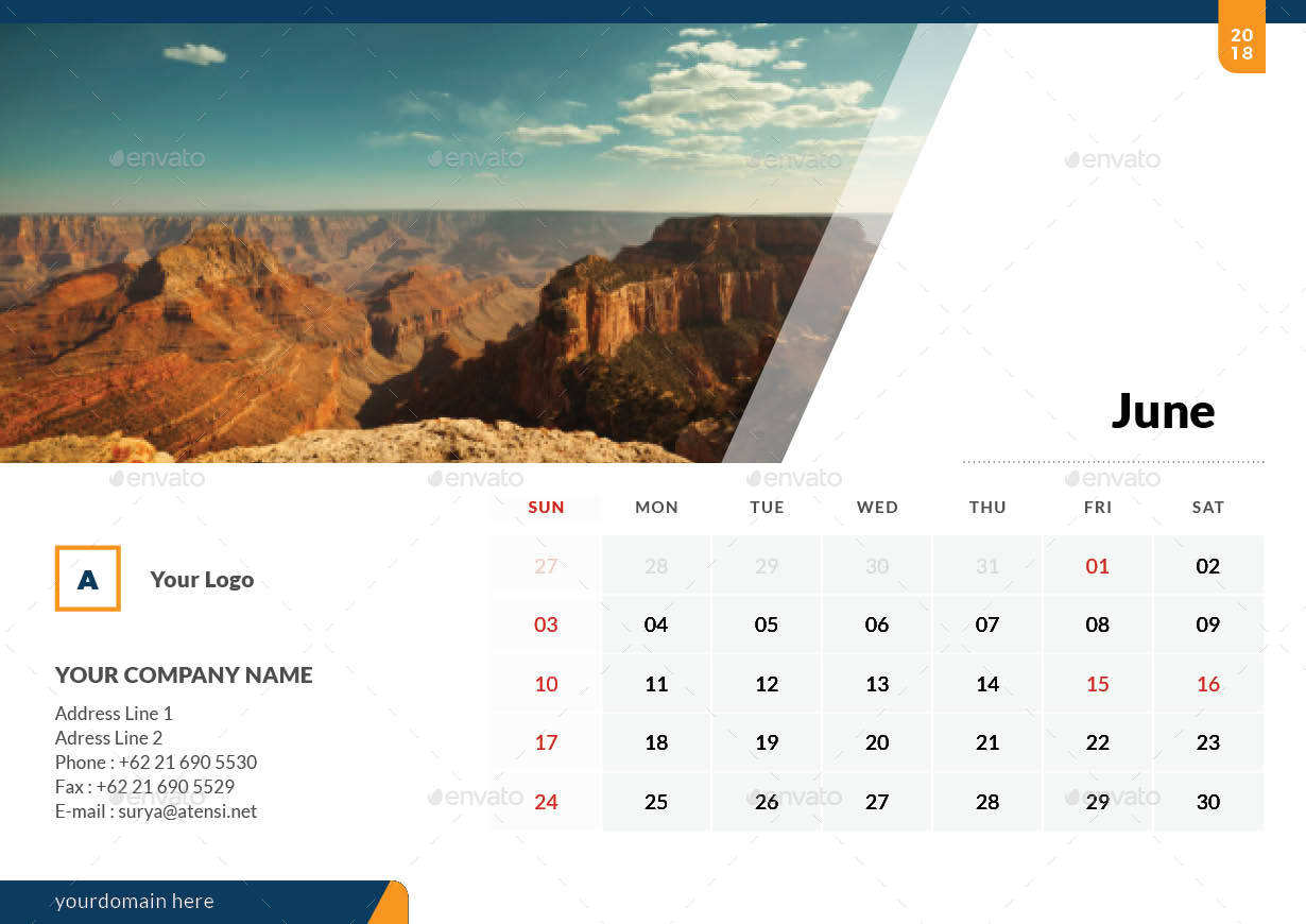 Desk Calendar 2018, Print Templates | GraphicRiver