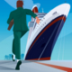 Man at the Dock Running To the Ship, Vectors | GraphicRiver