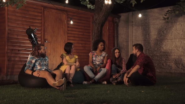 Adult Friends Talking at Night, Stock Footage | VideoHive