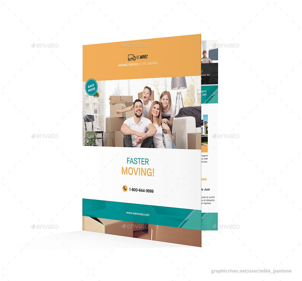 Moving Service Bifold / Halffold Brochure 2, Print Templates | GraphicRiver