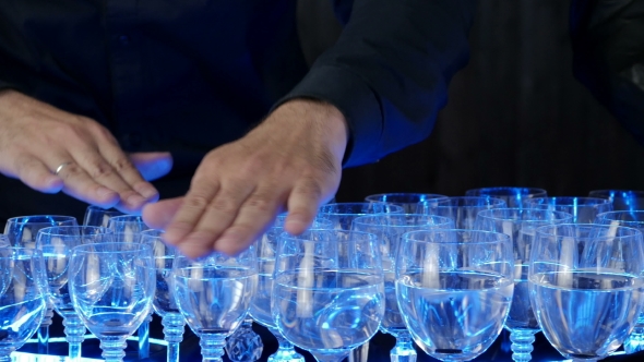 Musical Glasses. Musician Playing On Glass Harp, Stock Footage | VideoHive