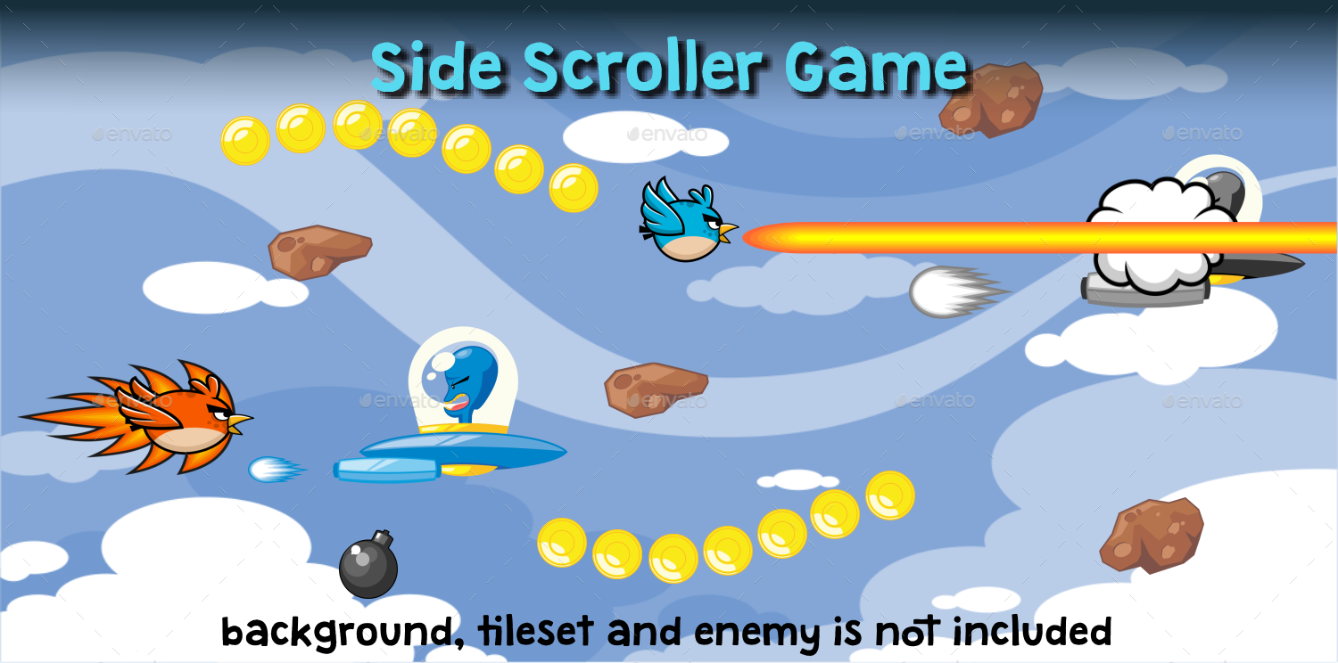 Blue Enemy Bird 2D Game Character Sprite, Game Assets | GraphicRiver