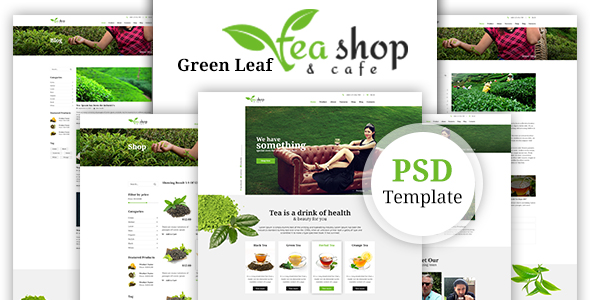 Green Leaf Tea Shop PSD Template by Drawnex | ThemeForest