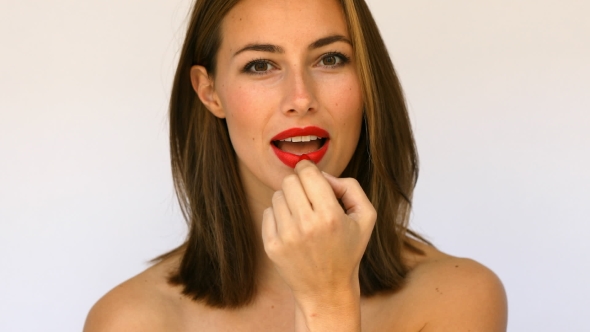Woman with Red Lipstick Kiss, Stock Footage | VideoHive