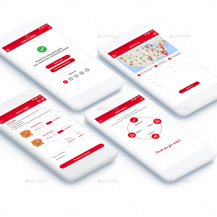 Online Pizza Delivery App UI, Web Elements | GraphicRiver