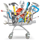 Vector Supermarket Trolley with Hand Tools, Vectors | GraphicRiver