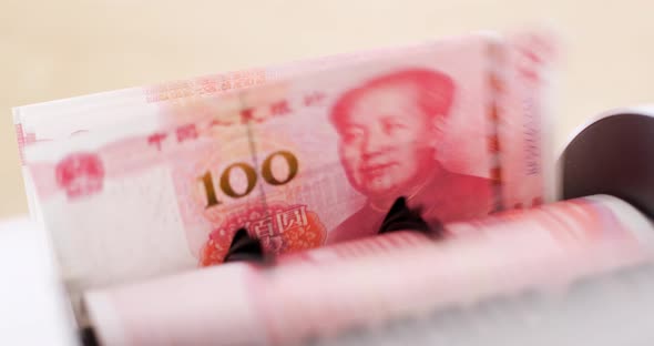 RMB banknote on counting machine, Stock Footage | VideoHive
