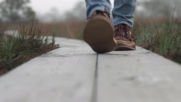 Walking On Boardwalk Low Angle Shot, Stock Footage | VideoHive