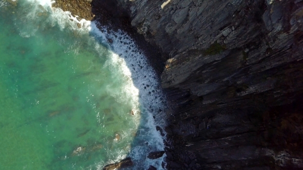 Top View of Waves Dashing Against Rocks, Stock Footage | VideoHive
