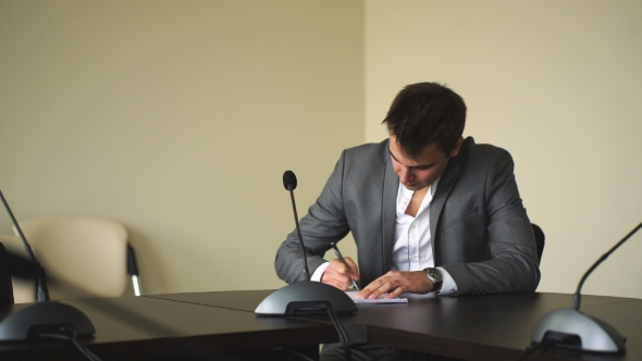 Elegant Secretary Bringing Some Documents for Signature To Her Boss ...