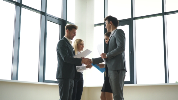 Colleagues Meet at the Office and Planning New Project, Stock Footage