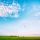 Field Landscape Under Scenic Spring Blue Dramatic Sky With White Stock ...