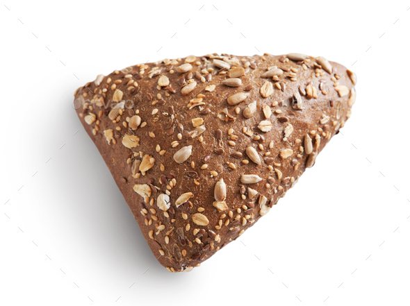 Rye triangle bun with seeds at white background Stock Photo by Prostock ...