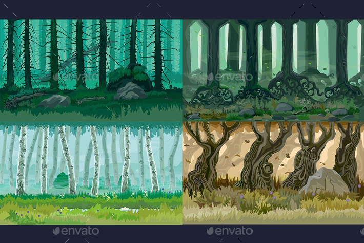 Forest Game Backgrounds, Game Assets | GraphicRiver
