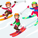 Skiing People Cartoon Characters Skis in Snow, Vectors | GraphicRiver