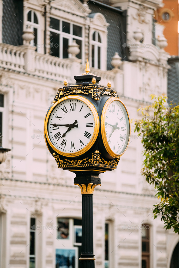 Batumi, Adjara, Georgia. Clock On Europe Square Stock Photo by Great_bru