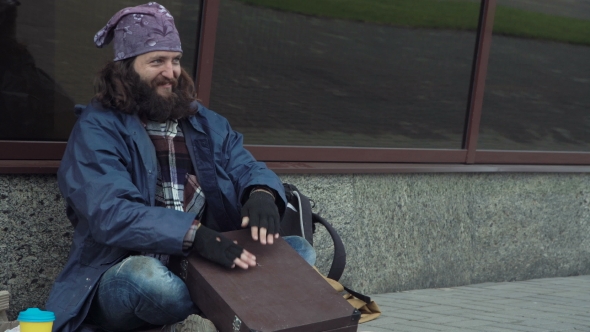 The Positive Homeless Drums on a Case, Stock Footage | VideoHive