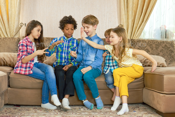 Children play rock paper scissors Stock Photo by stockfilmstudio ...