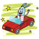 Rabbit Driving a Car, Vectors | GraphicRiver