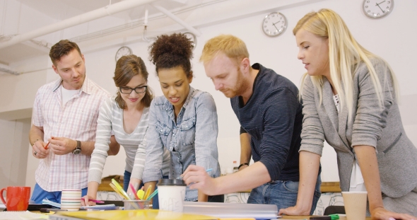 Colleagues Making Corrections in Draft, Stock Footage | VideoHive