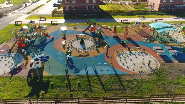 Aerial View of Children's Slides at Park Outdoor, Stock Footage | VideoHive