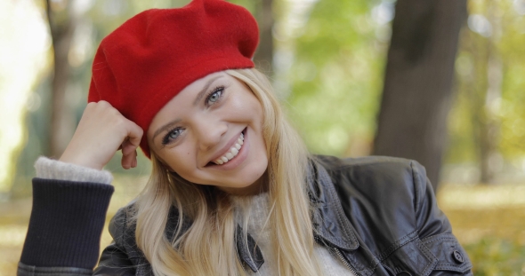 Smiling Woman Leaning Head on Hand, Stock Footage | VideoHive