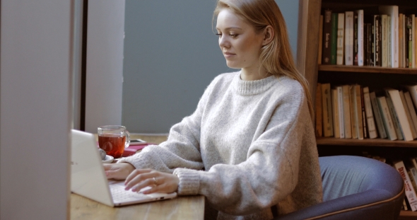 Beautiful Woman Using Laptop, Stock Footage | VideoHive