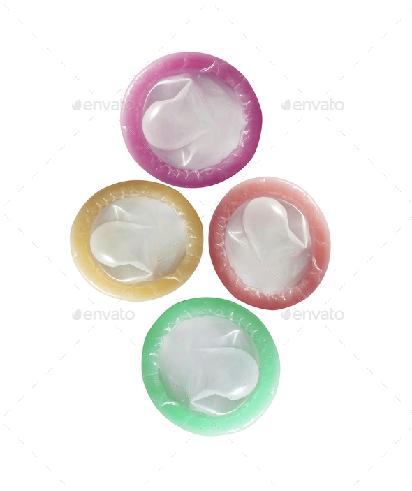 Colorful condoms isolated Stock Photo by photobalance | PhotoDune