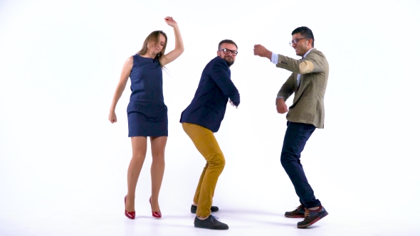 Professional Business People Having Fun Dancing Like Crazy, Stock Footage