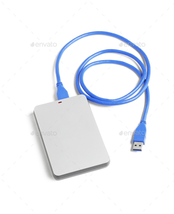 External Hard Disk and USB Cable Stock Photo by dezign56 | PhotoDune