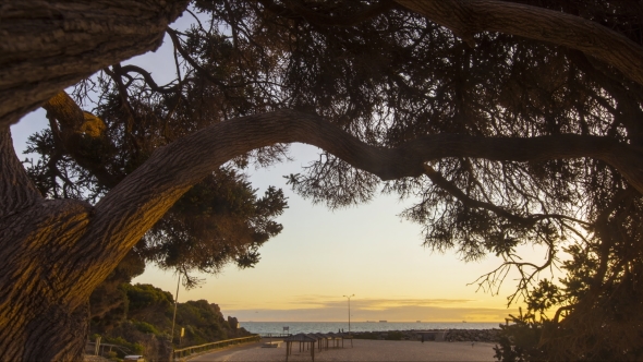Golden Sunset on Cottesloe Beach, Perth, Western Australia, Stock Footage