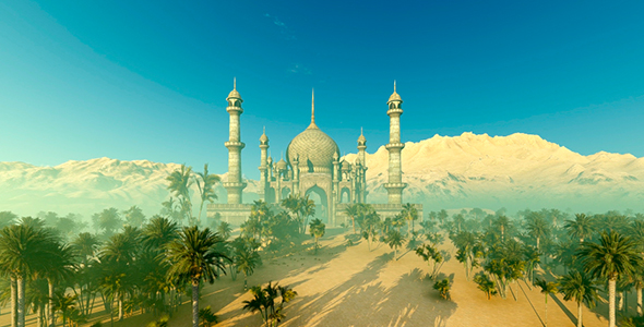 Temple Surrounded By Palm Trees, Motion Graphics | VideoHive