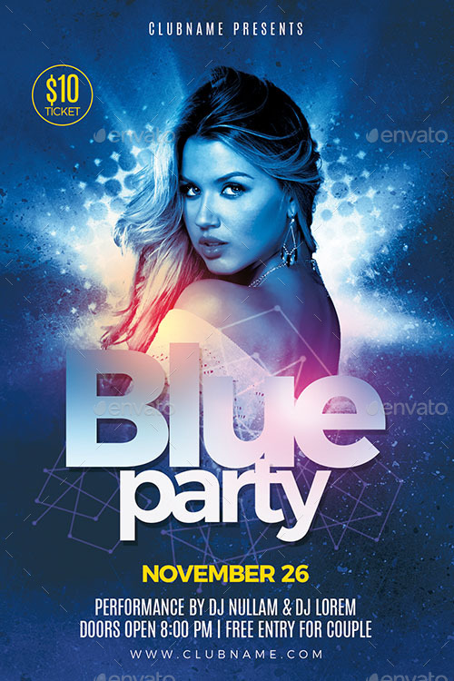 Blue Party Flyer Template, Print Templates | GraphicRiver