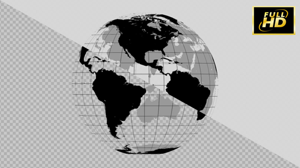 Earth Globe 3D (Black + Grid), Motion Graphics | VideoHive