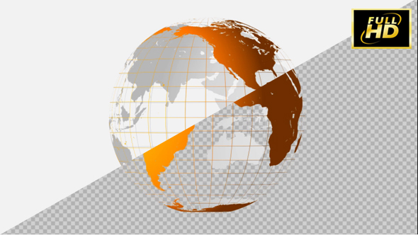 Earth Globe 3D (Orange + Grid), Motion Graphics | VideoHive