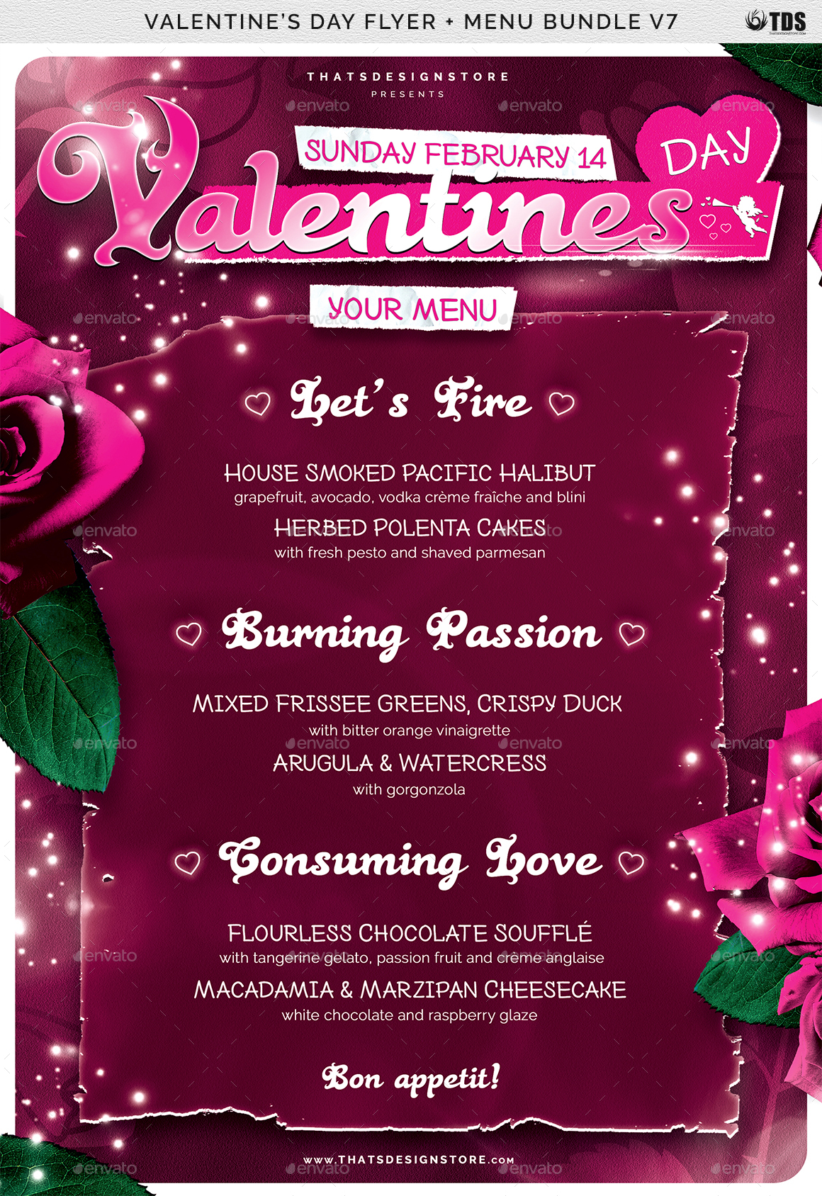 Valentines Day Flyer + Menu Bundle V7 by lou606 | GraphicRiver
