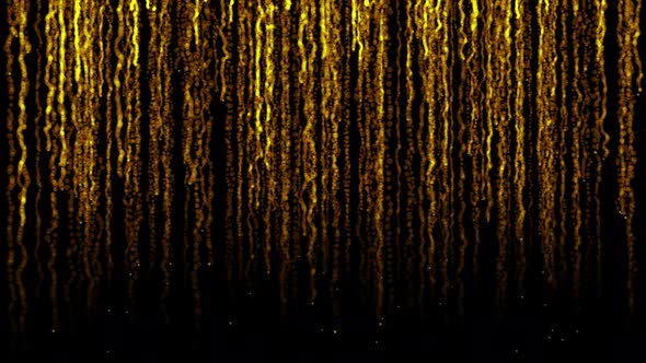 Golden Shining Glitter Particle Falling Over Black Background, Glowing ...