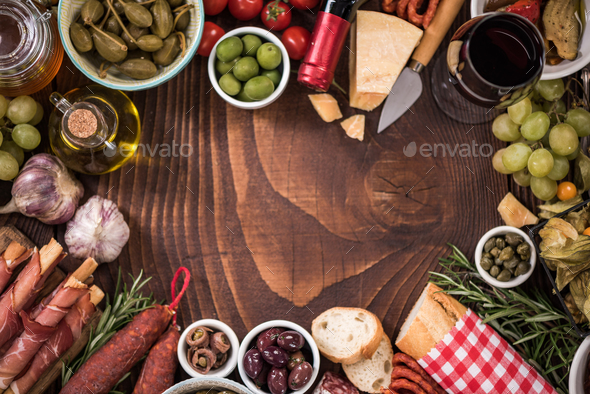 SPanish tapas copy space background Stock Photo by merc67 | PhotoDune