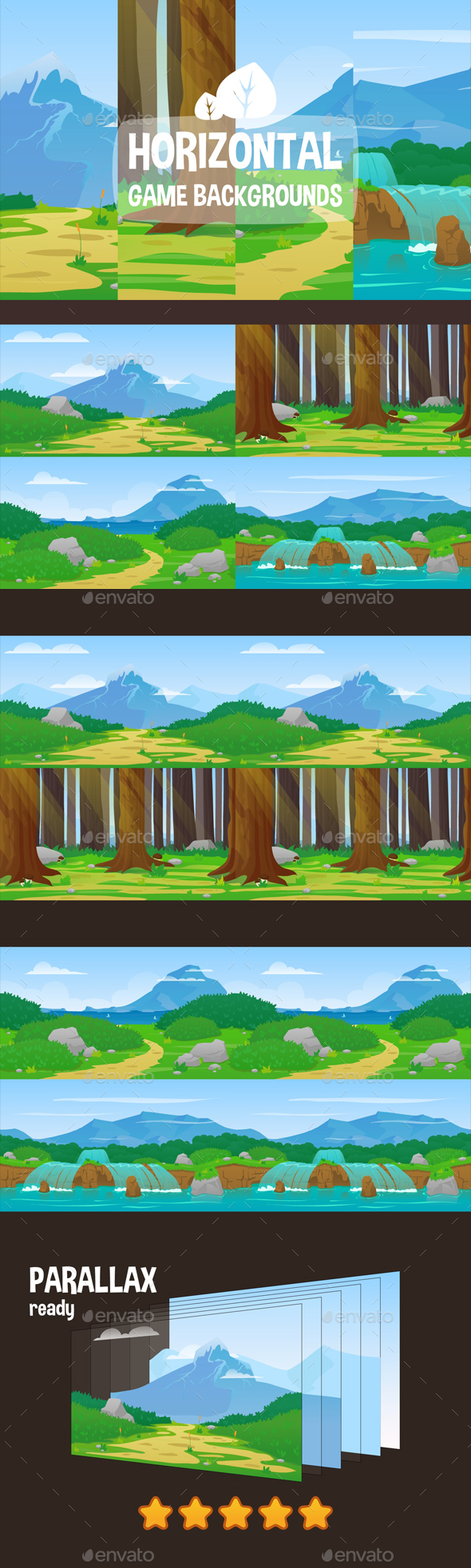Horizontal Game Backgrounds by craftpix_net | GraphicRiver