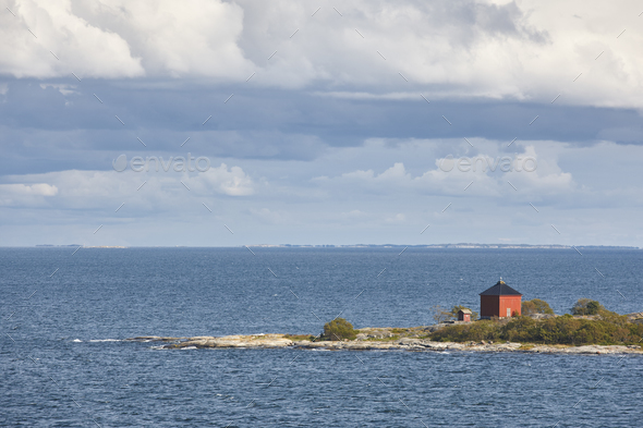 Finnish coastline landscape with islands. Baltic sea. Aland archipelago ...