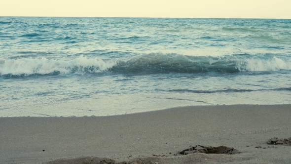 Sea Waves on the Seaside at the Sunset, Stock Footage | VideoHive